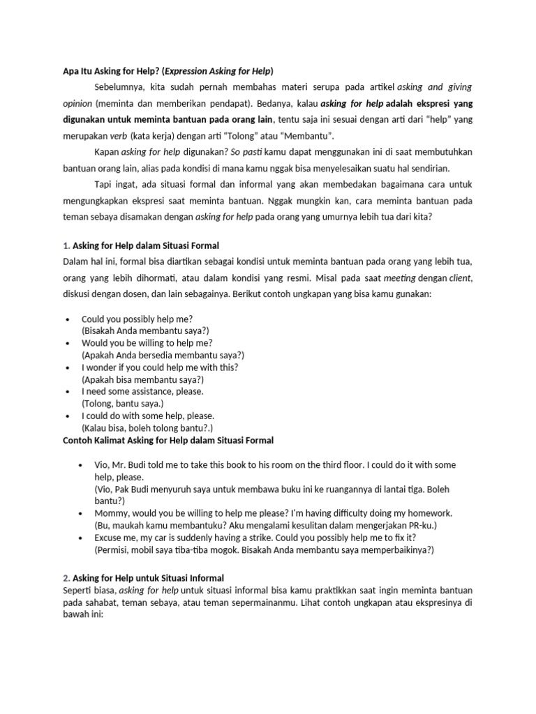 Apa Itu Asking for Help | PDF