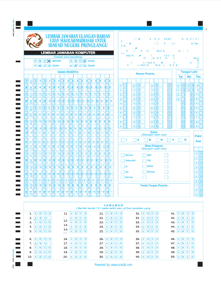 LJK Ujian Sekolah | PDF