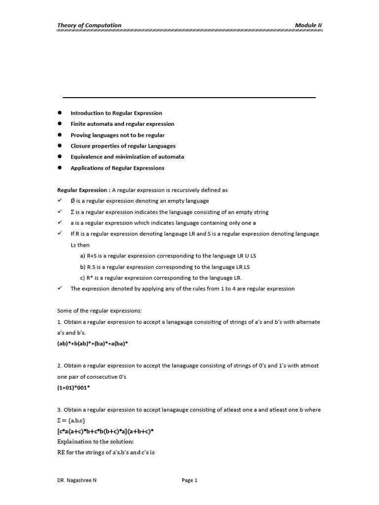 Module 2 | PDF | Regular Expression | Metalogic