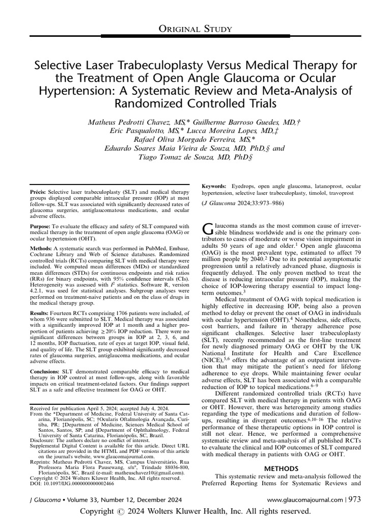 Selective Laser Trabeculoplasty Versus Medical | PDF | Glaucoma ...