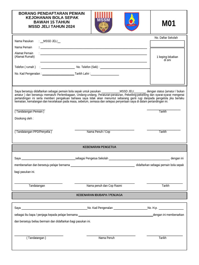 Borang M01 B15 | PDF
