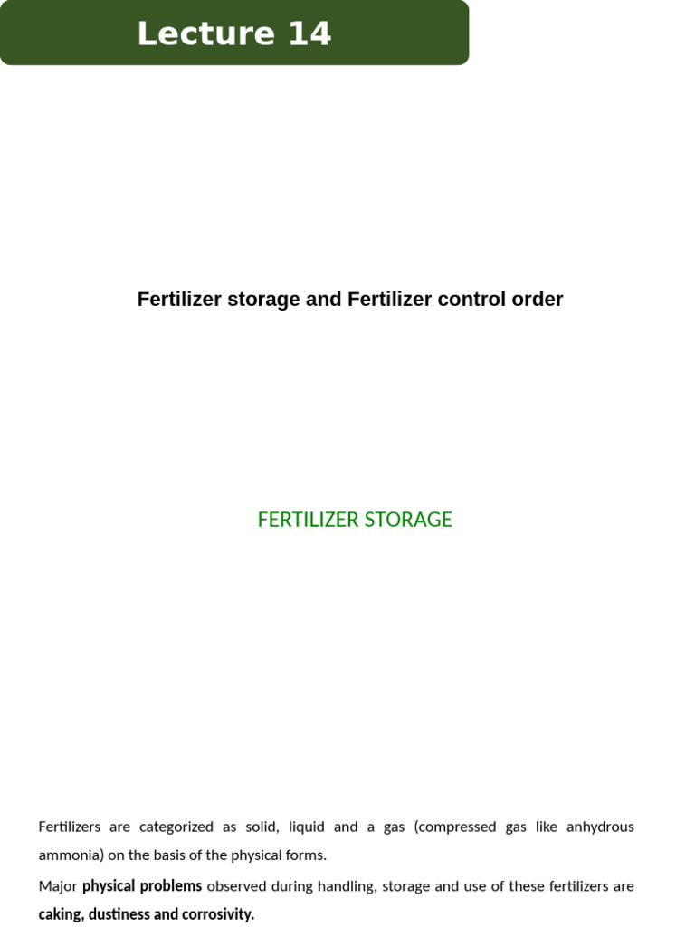 Fertilizer Storage and Handling Guidelines | PDF | Fertilizer | Corrosion