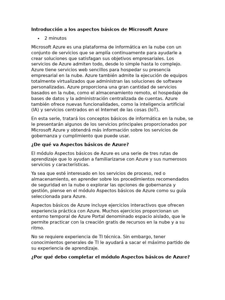 AZURE | PDF | Computación en la nube | Microsoft Azure
