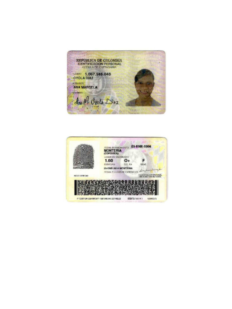 Cedula Ana Marcela Oyola Diaz | PDF