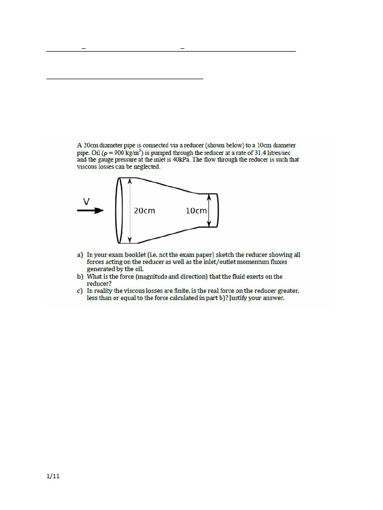 Worksheet 6 - Continuity and Momentum | PDF | Force | Pressure