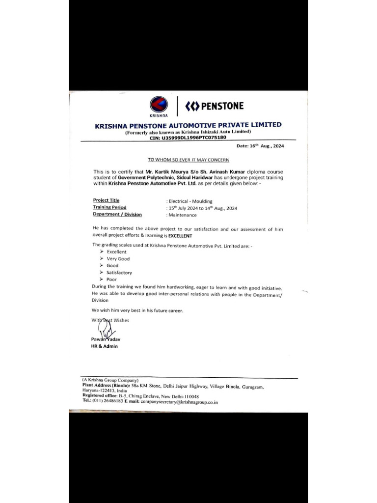 Kartik certificate | PDF