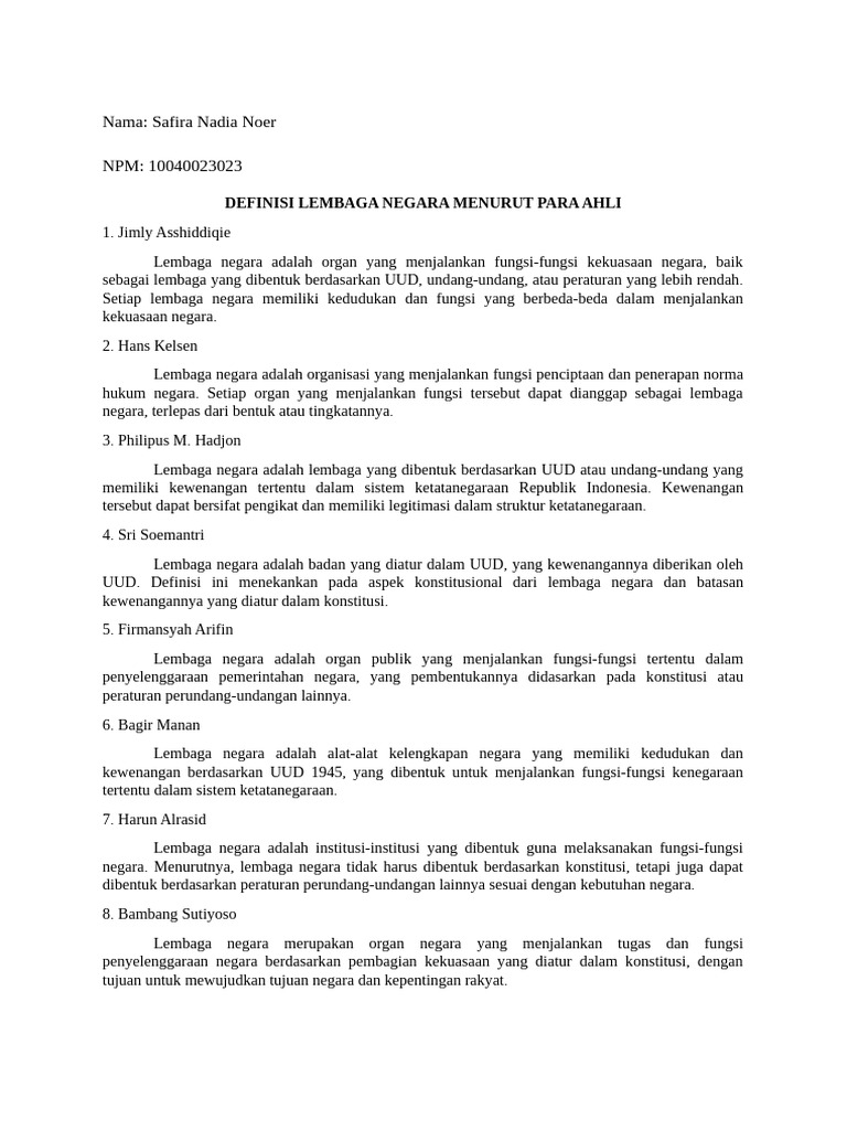 Definisi Lembaga Negara | PDF