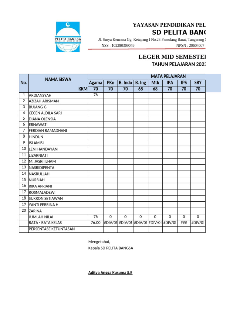 6. Aplikasi Rapor MID Sederhana Mudah, Praktis dan Otomatis | PDF