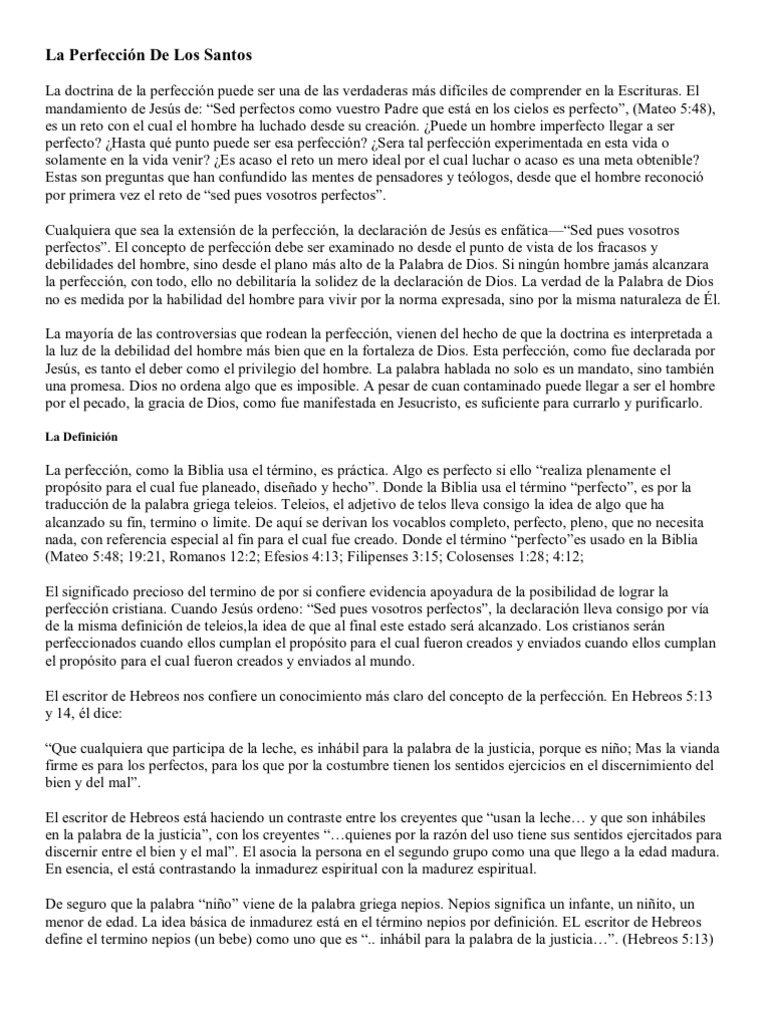 Significado de la Perfección en la Biblia | PDF | Filosofía ...