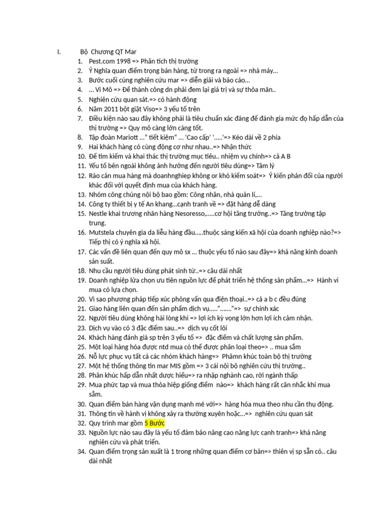 TRẮC NHIỆM QT MAR | PDF