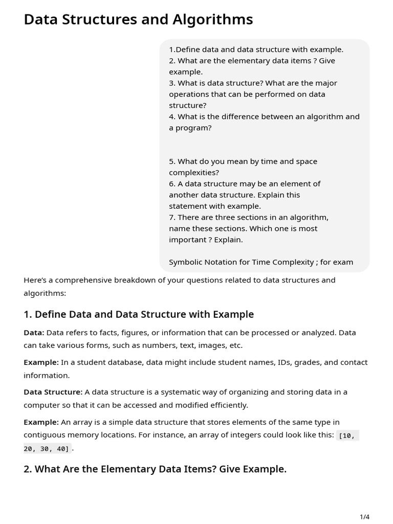 Data Structures and Algorithms | PDF | Time Complexity | Data Structure