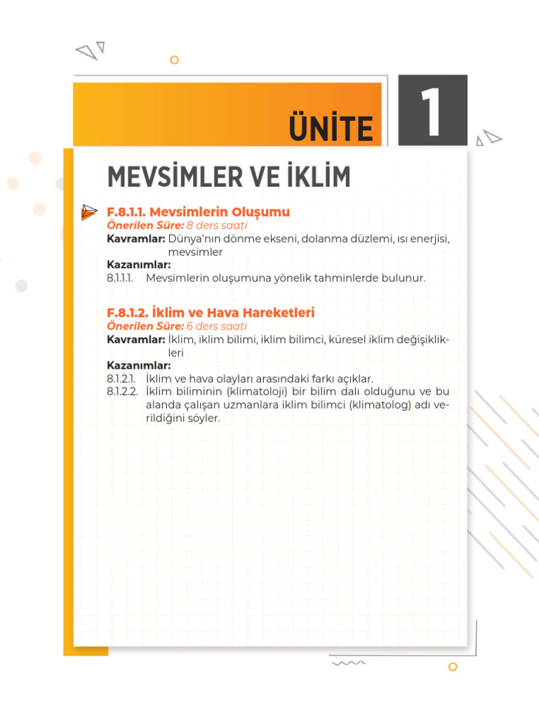 Sinif Fen Bilgisi Dersi Mevsimler Ve Iklim Ders Notu | PDF