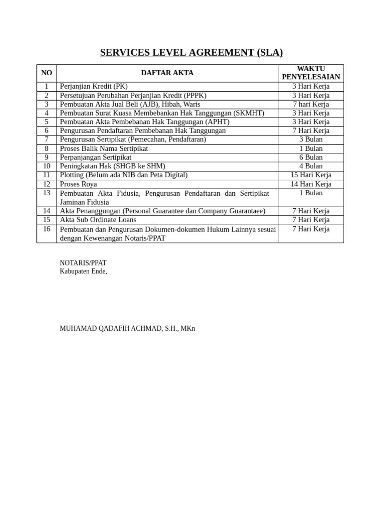 SERVICES LEVEL AGREEMENT (SLA) | PDF