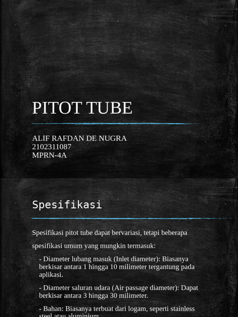 Fungsi dan Prinsip Kerja Pitot Tube | PDF