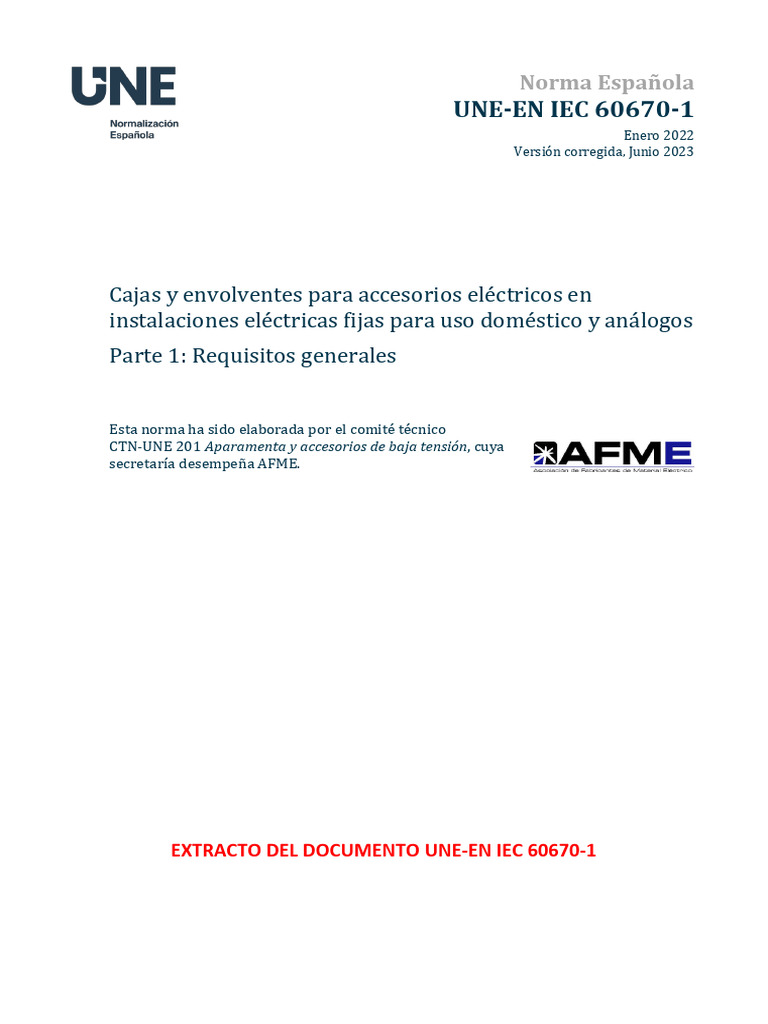 (Ex) Une-En Iec 60670-1 2022 | PDF | Tornillo | Aislador (Electricidad)