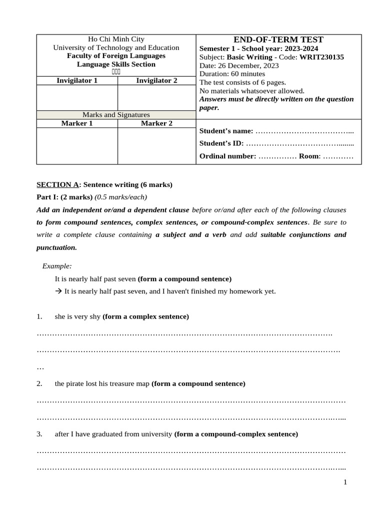 Basic Writing FINAL 23,24 Final | PDF | Language Mechanics | Linguistics