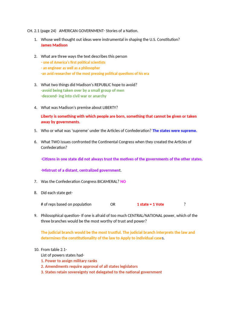 - CH. 2.1, 2.2, 2.3, 2.4 WAPLES | PDF | American Government | United ...