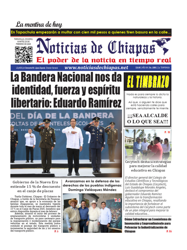 Periódico Noticias de Chiapas, Edición Virtual Martes 25 de Febrero de ...