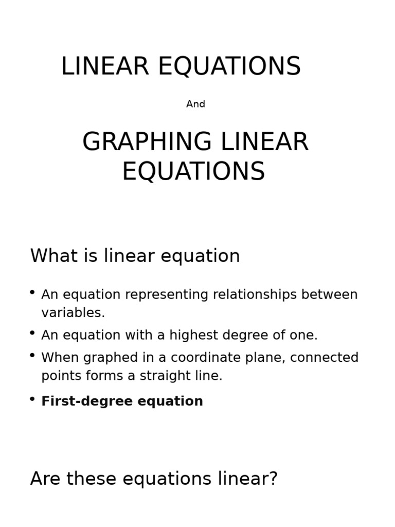 Linear Equations | PDF