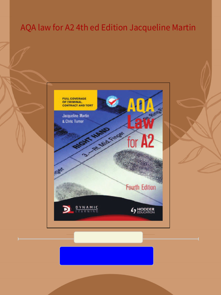 AQA Law For A2 4th Ed Edition Jacqueline Martin Ebook All Chapters PDF | PDF | Manslaughter | Tort