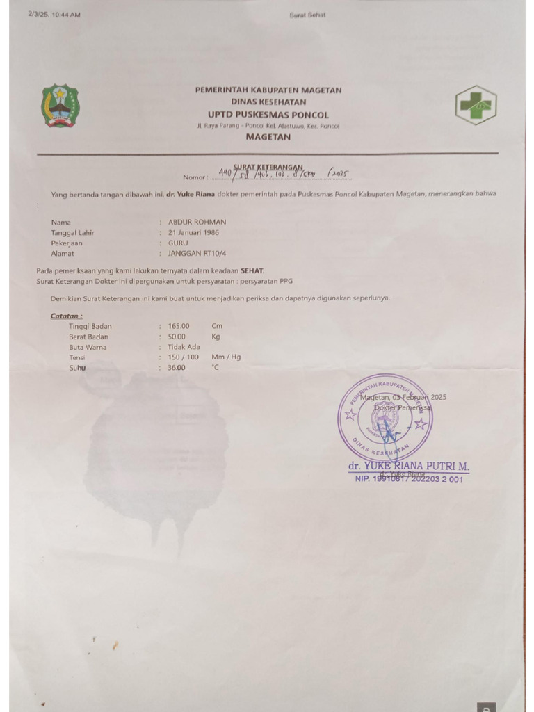 PDF Scanner Surat Sehat | PDF