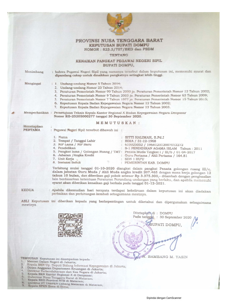 SK Pangkat Terakhir Lomi Spdi | PDF