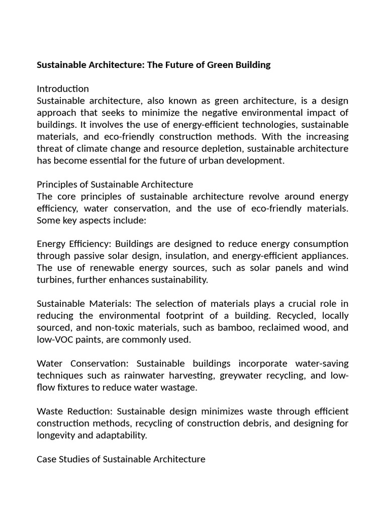 Sustainable Architecture Guide | PDF | Sustainable Architecture | Green ...