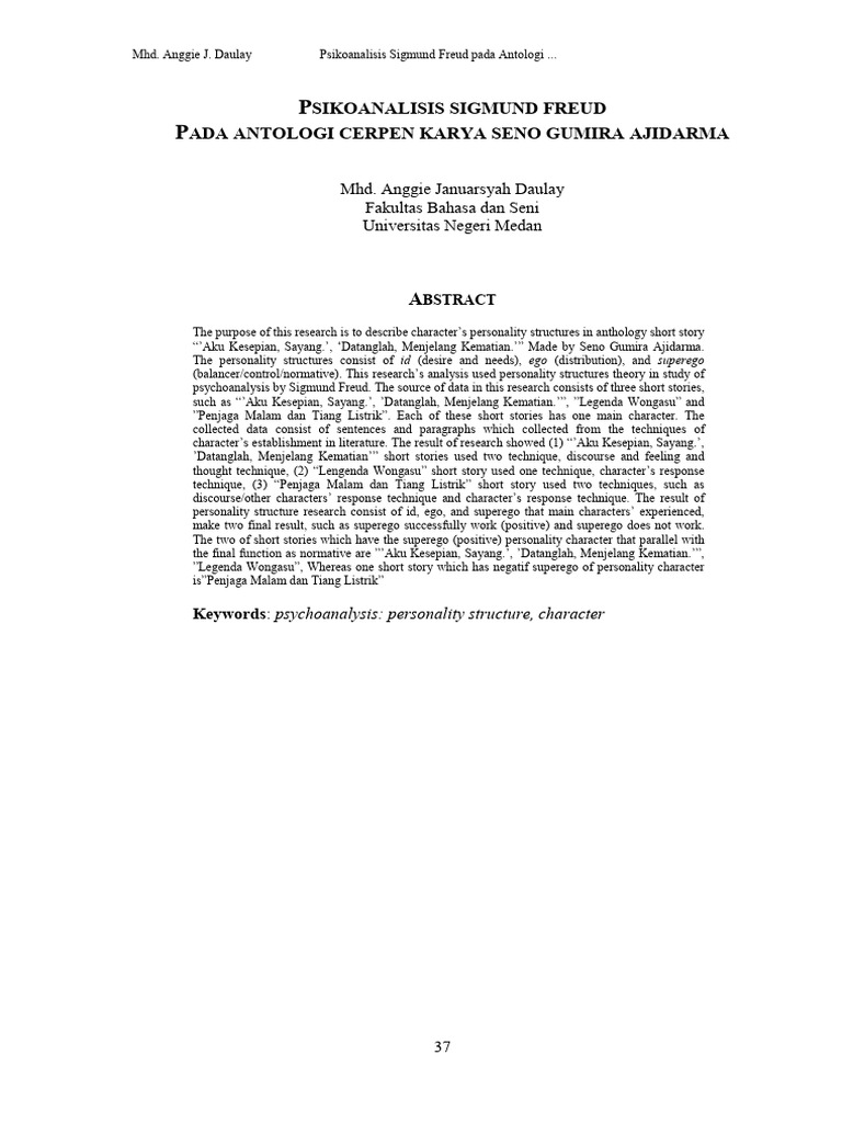 Id Psikoanalisis Sigmund Freud Pada Antolog Pdf