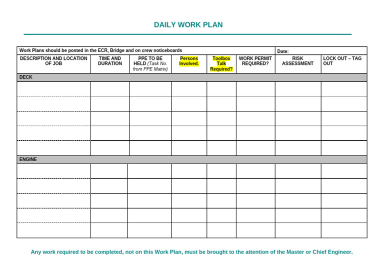 Daily Work Plan Template | PDF