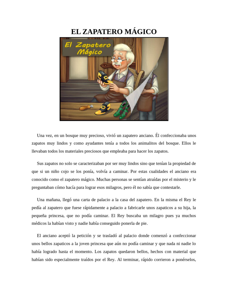 Cuento El Zapatero Magico | PDF