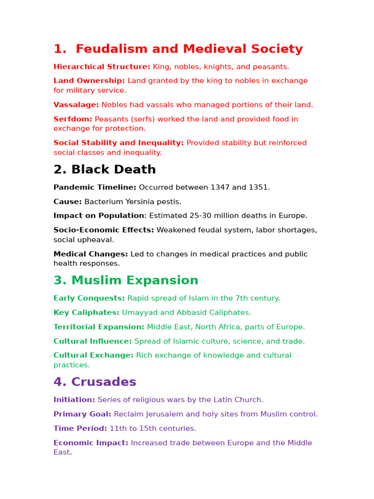 Feudalism and Medieval Society: 2. Black Death | PDF