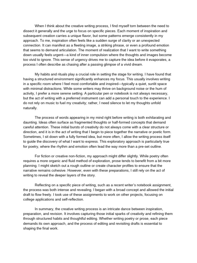Writing About The Creative Writing Process | PDF | Thought | Creativity
