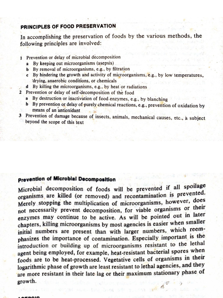 General Principles and Methods of Food Preservation | PDF