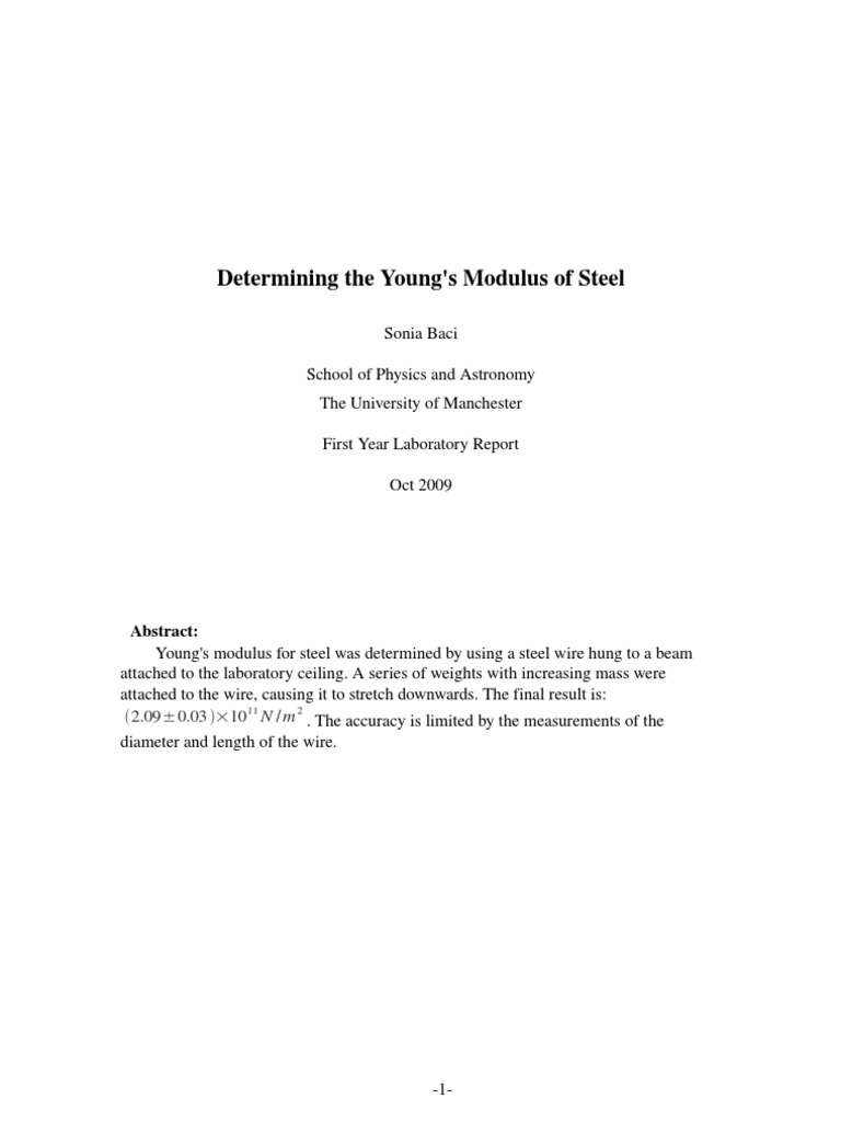 Lab Report (Week 3) | PDF | Young's Modulus | Elasticity (Physics)