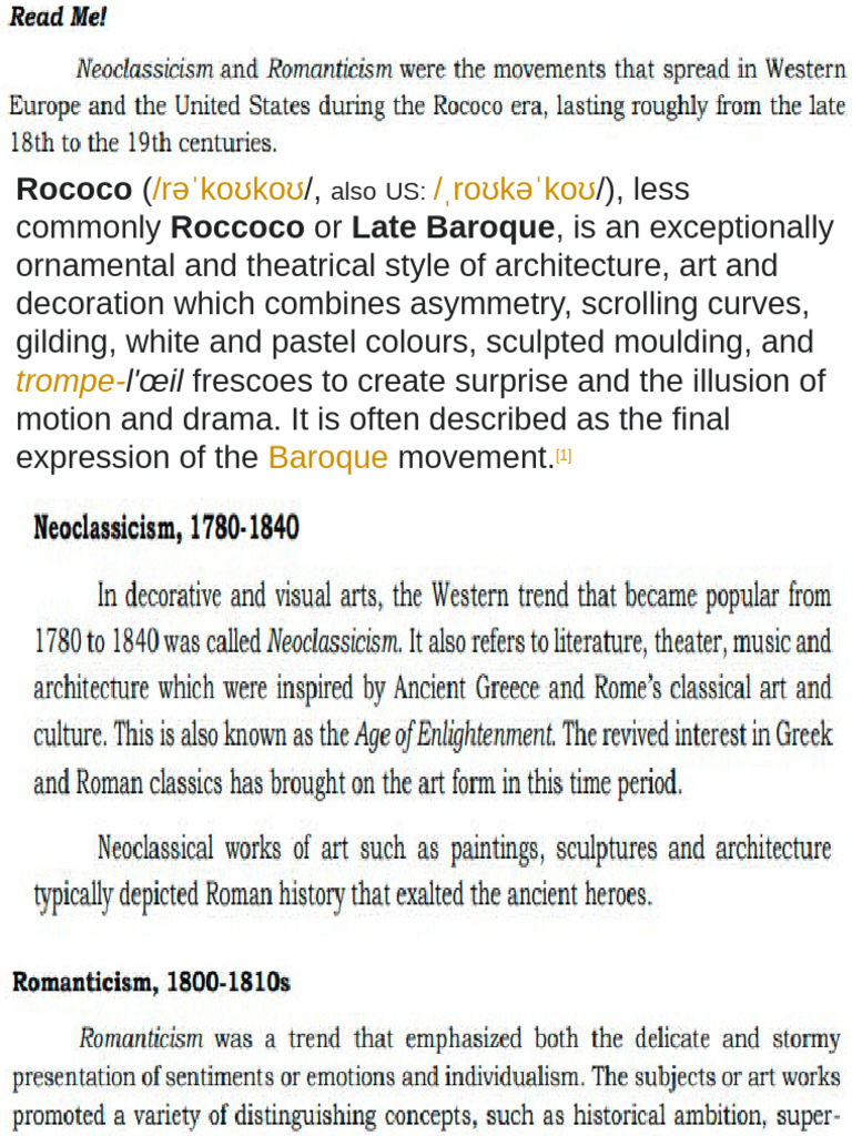 Neoclassicism and Rococo Art Overview | PDF