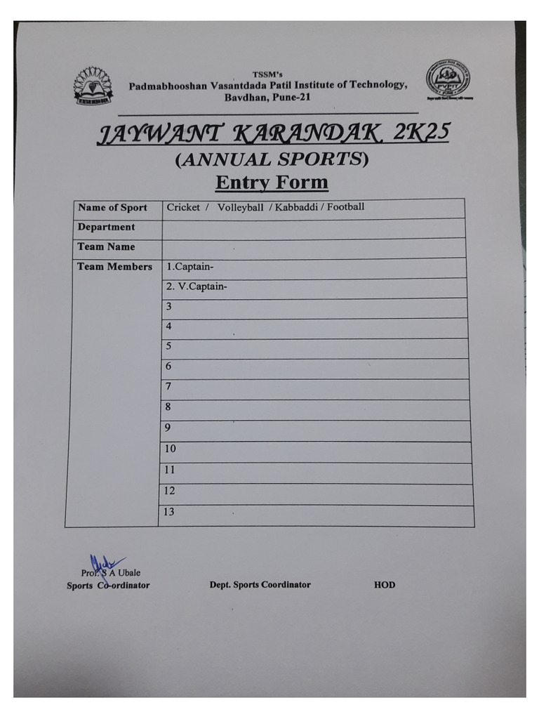 Sports Form | PDF