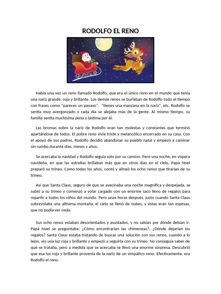 Rodolfo el reno Cuento infantil | PDF | Papá Noel | Rudolph el reno de ...