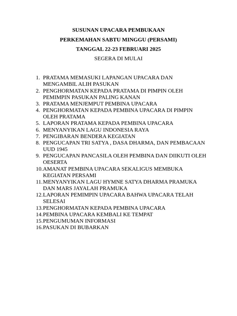 Upacara Pembukaan Persami | PDF