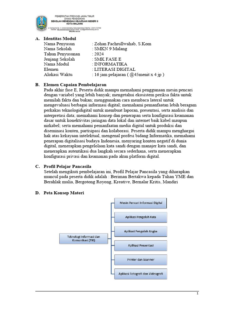 Modul Ajar Literasi Digital Fase E | PDF