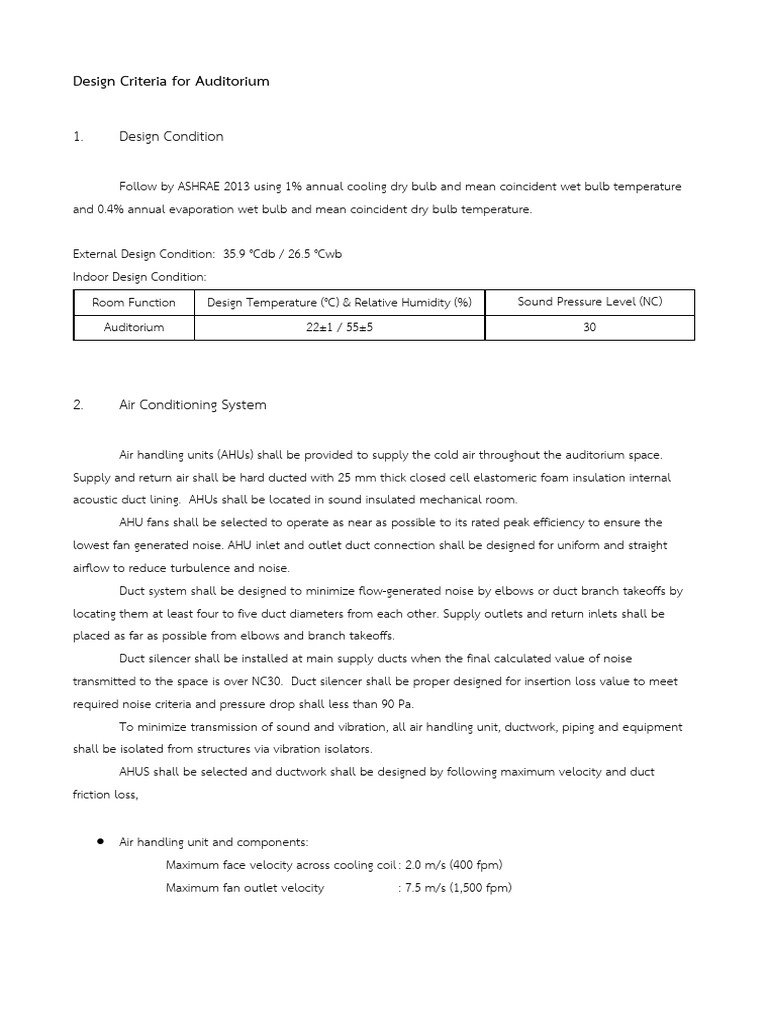 Auditorium Design Criteria and HVAC Systems | PDF | Duct (Flow ...