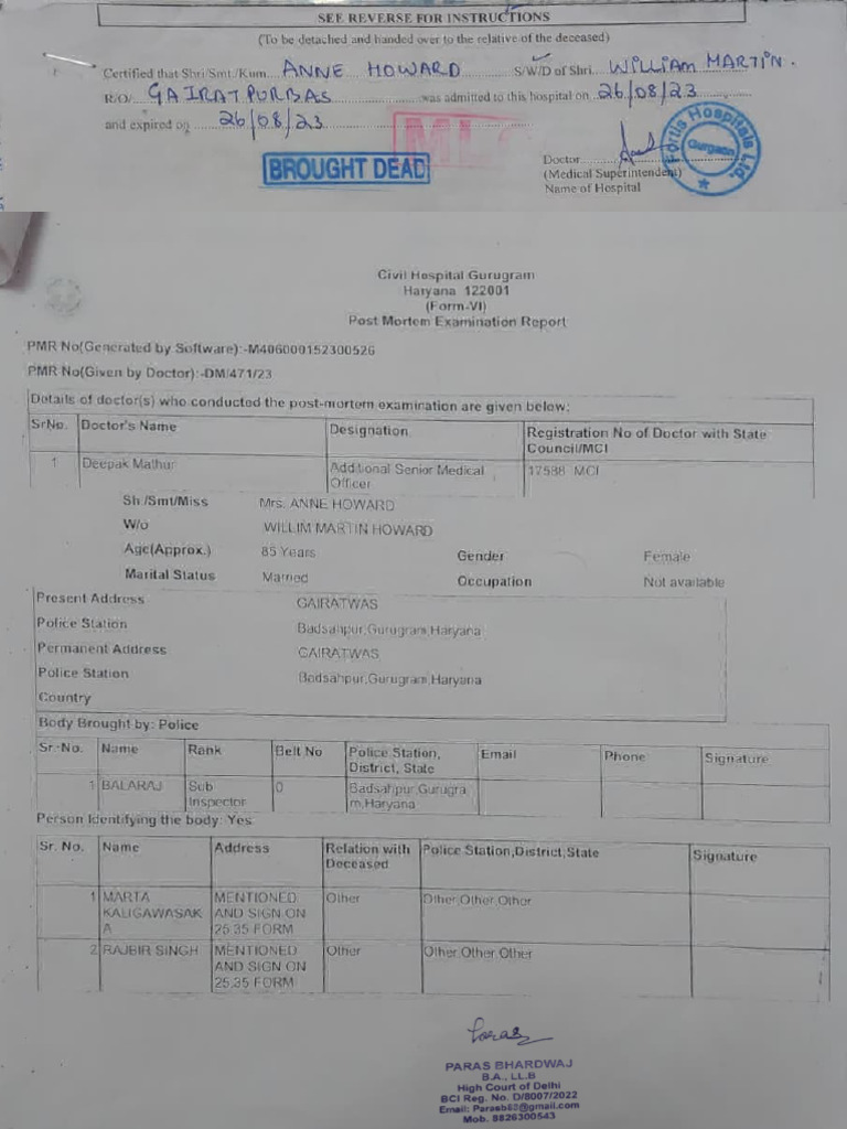Death Documents Martin - Signed | PDF | Thorax | Anatomy