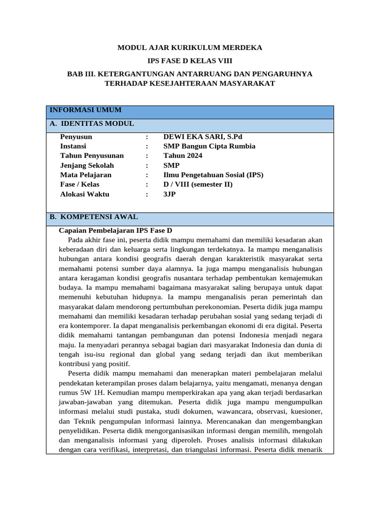 Modul Ajar Kurikulum Merdeka | PDF