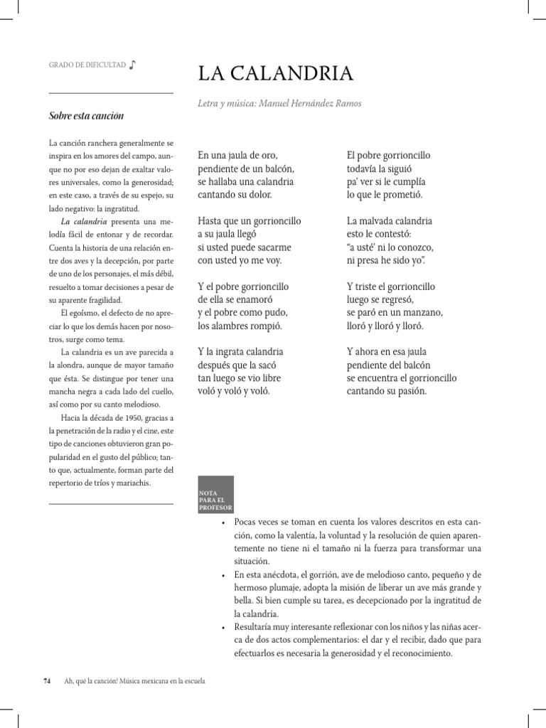 La Calandria: Letra y Significado | PDF