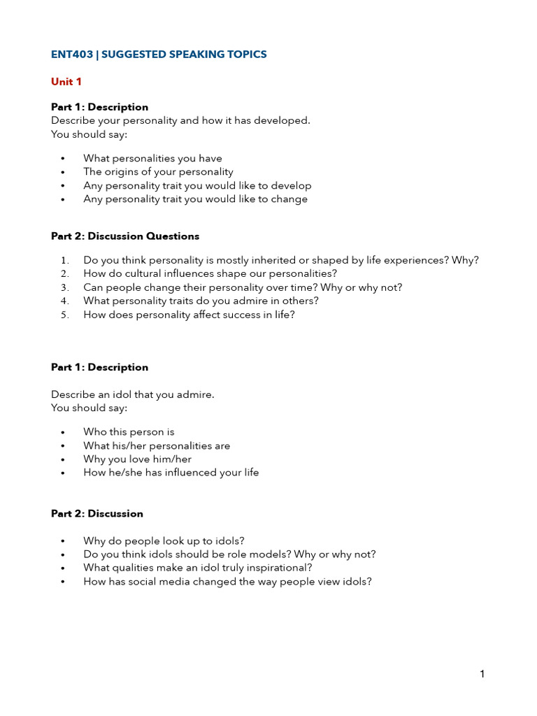 ENT403 Suggested Topics For Speaking Exam ENT403 | PDF | Advertising | Pet