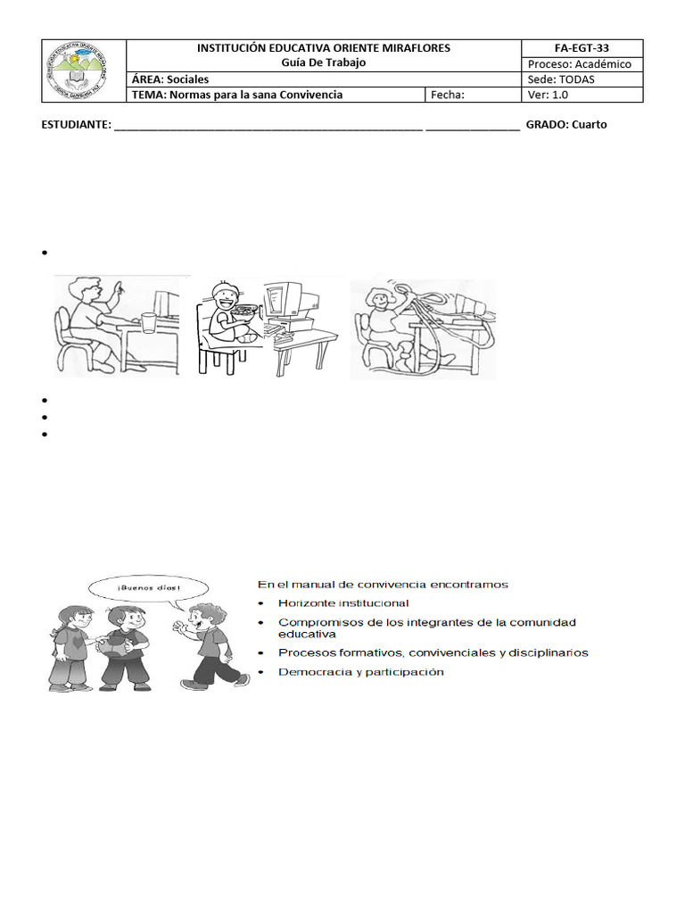 Normas para la Sana Convivencia Escolar | PDF