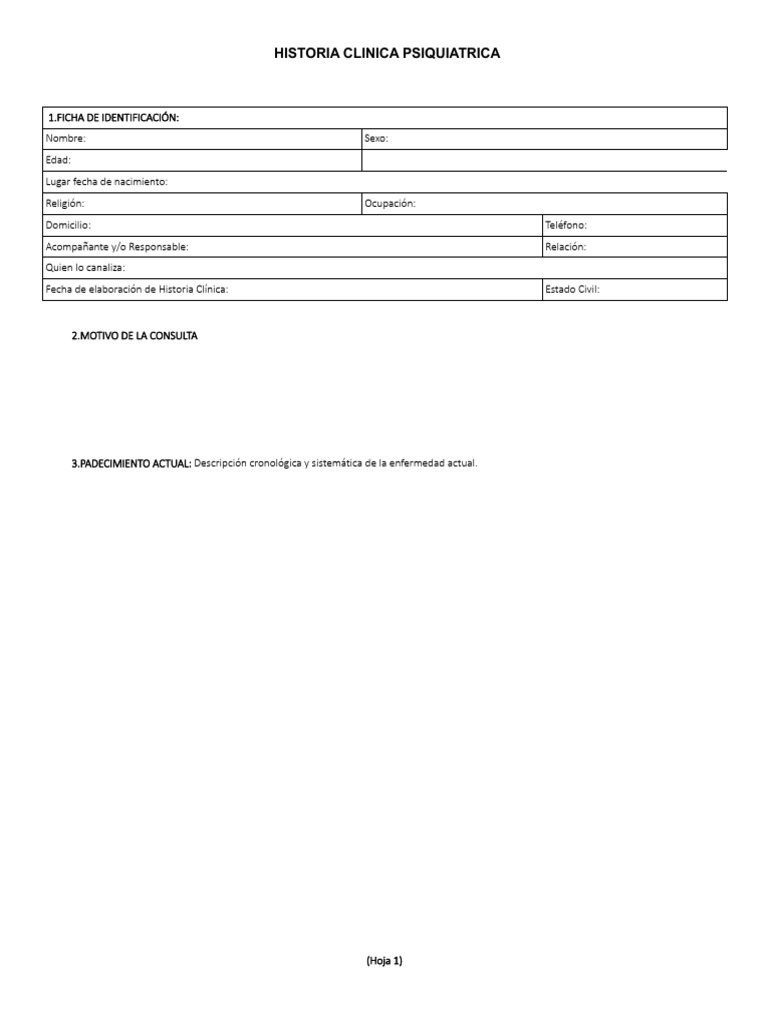 Historia Clínica psiquiatrica | PDF