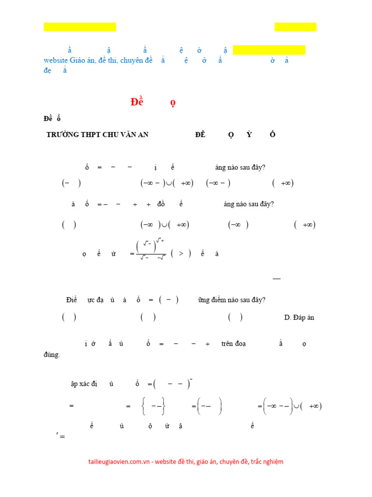 Bo de Thi Toan Lop 12 Hoc Ki 1 | PDF
