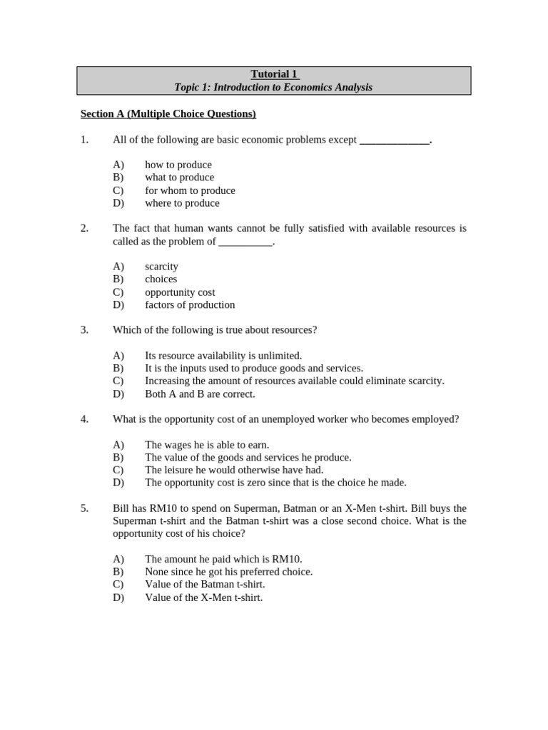 Topic 1 Introduction To Economics | PDF | Economies | Economics