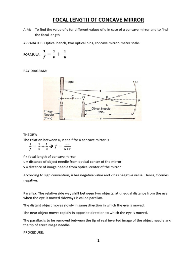 5 Focal Length of Concave Mirror | PDF | Mirror | Optics