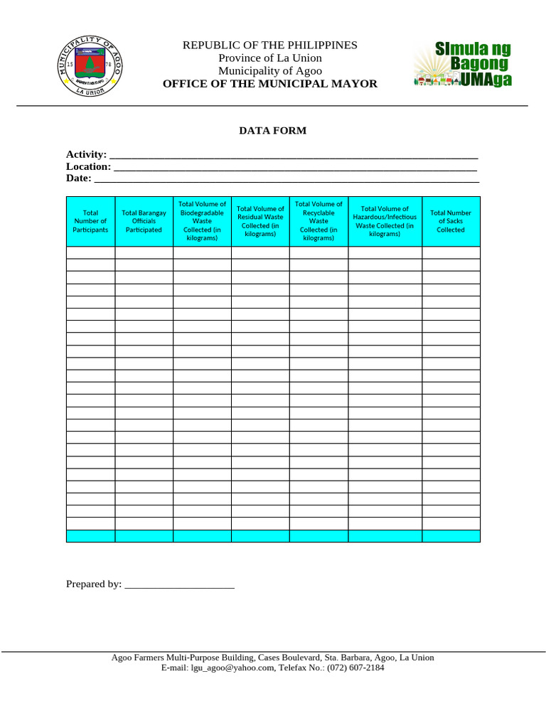 Data Form Coastal and Clean Up Drive | PDF